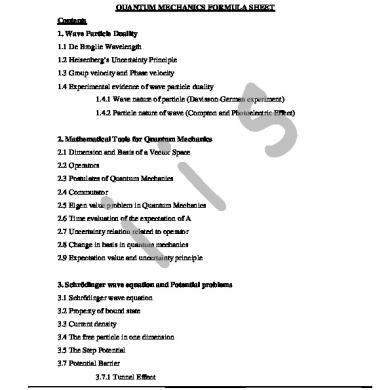 Quantum Formula Sheet [PDF] | Documents Community Sharing