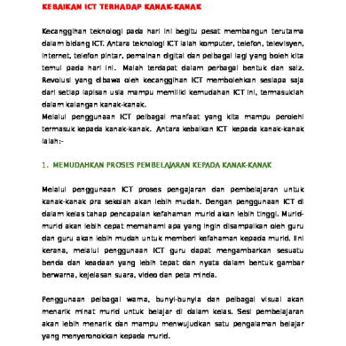 Kebaikan Dan Keburukan Ict Untuk Kanak [PDF] | Documents Community Sharing