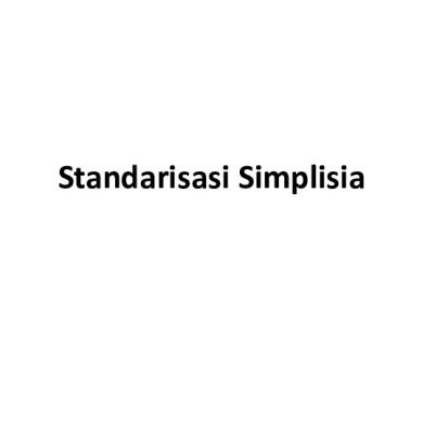 Standarisasi Simplisia [PDF] | Documents Community Sharing