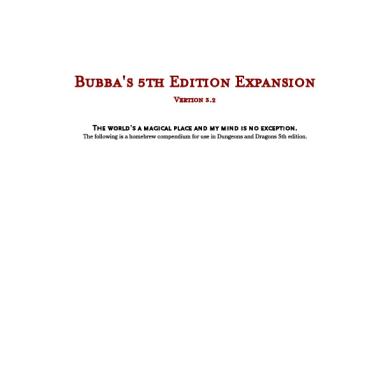 Bubba\'s 5th Edition Expansion v3.2 [PDF] | Documents Community Sharing