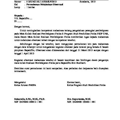 Surat Permohonan Izin Observasi [PDF] | Documents Community Sharing