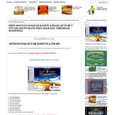 Free Download Kitab Hadits 9 Imam (Kutubut Ti\'s\'Ah) Dilengkapi Teks Arab Dan Terjemah ...