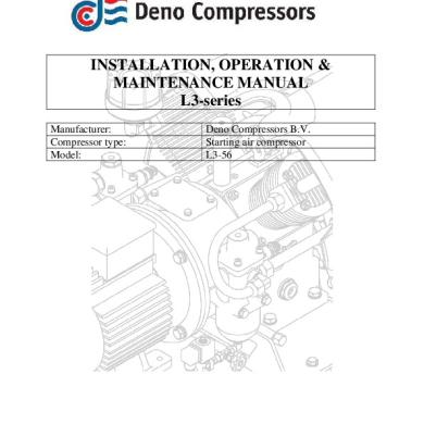 manual L3-56 15521 Deno, Deno Compressors L3-56 INSTALLATION, OPERATION & MAINTENANCE MANUAL L3 ...