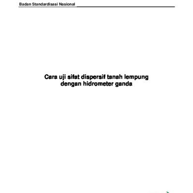 Sni-6874-2012 Cara Uji Sifat Dispersif Tanah Lempung Dgn Hidrometer ...