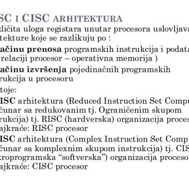 8. RISC i CISC Arhitektura [PDF] | Documents Community Sharing