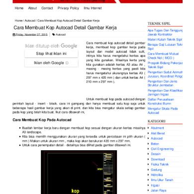 Cara Membuat Kop Autocad Detail Gambar Kerja _ Ilmu Teknik Sipil Indonesia [PDF] | Documents ...