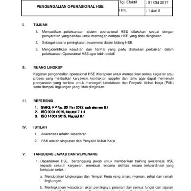 SOP-HSE-10_pengendalian Operasional HSE Updated [PDF] | Documents ...