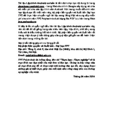 Tai Lieu Giao Trinh Lap Trinh Android Co Ban [PDF] | Documents Community Sharing