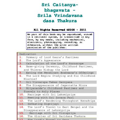 Sri Caitanya-Bhagavata by Vrindavan Das Thakur Purports by BSS [PDF] | Documents Community Sharing